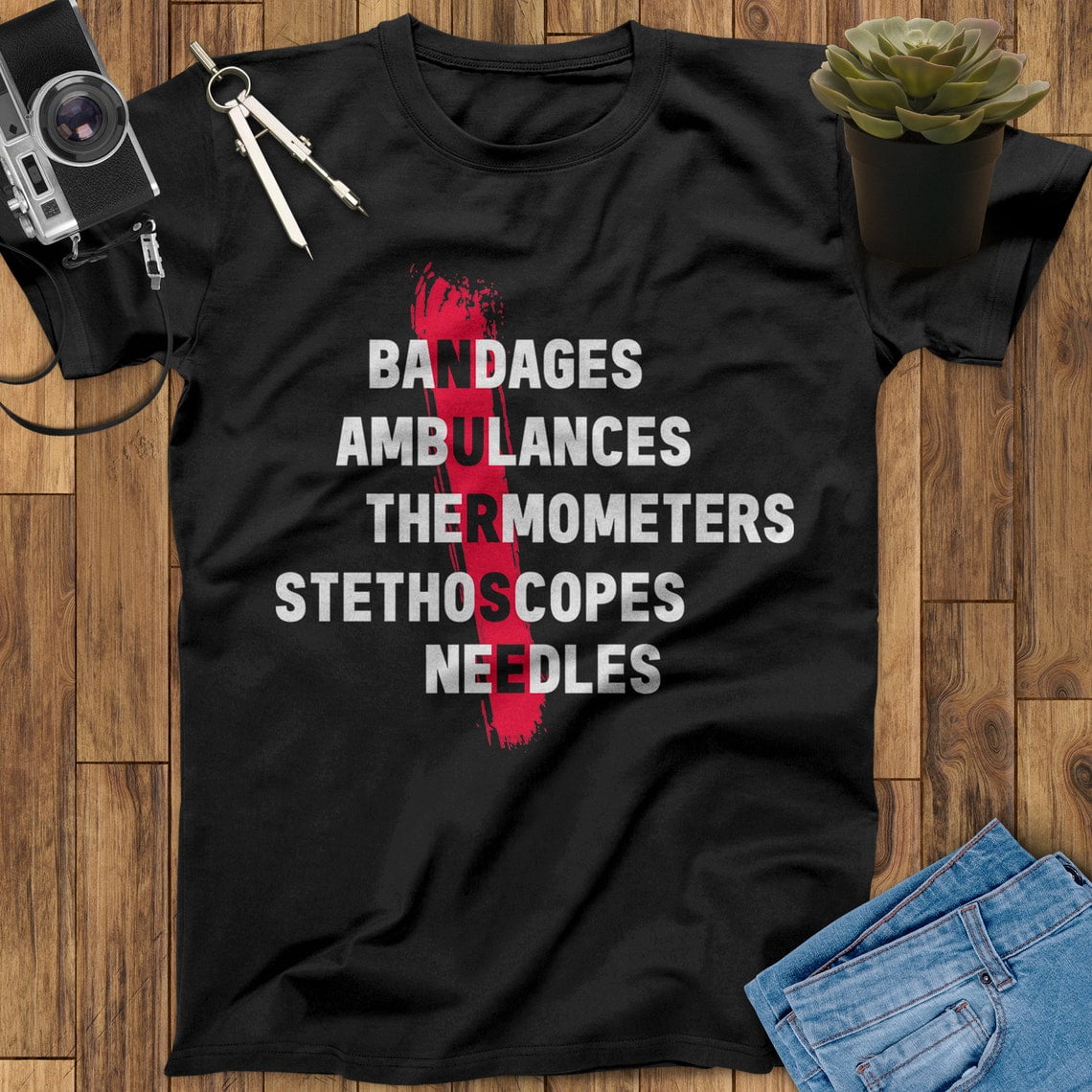 Bandages Ambulances Thermometers Stethoscopes Needles Funny Nurse Shirt ...
