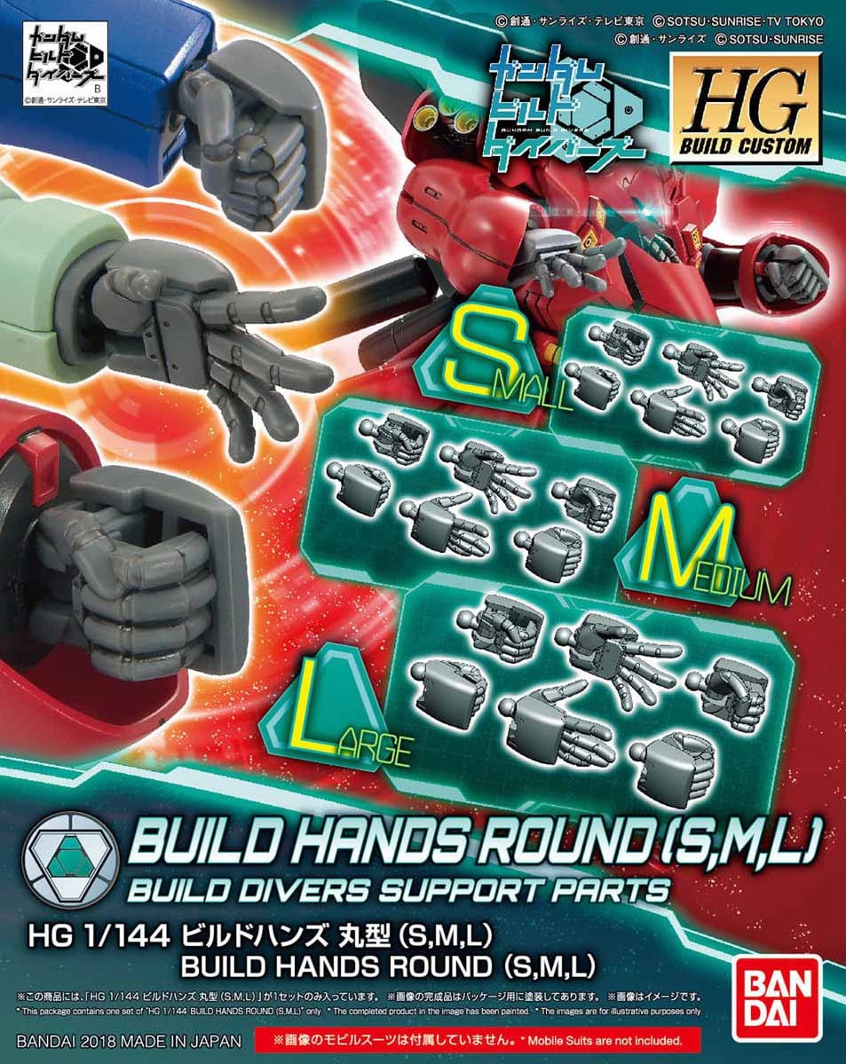 Bandai Divers Gundam Build Hands Round Small Medium Large HG 1/144 ...