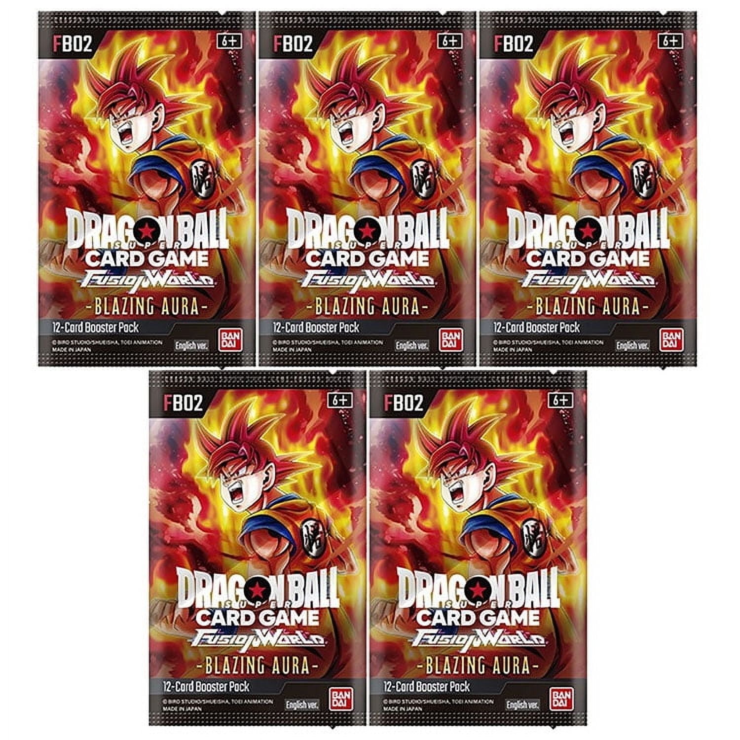 Bandai Dragon Ball Super Trading Cards - Fusion World Blazing Aura FB02 - PACKS [5 Pack Lot ...