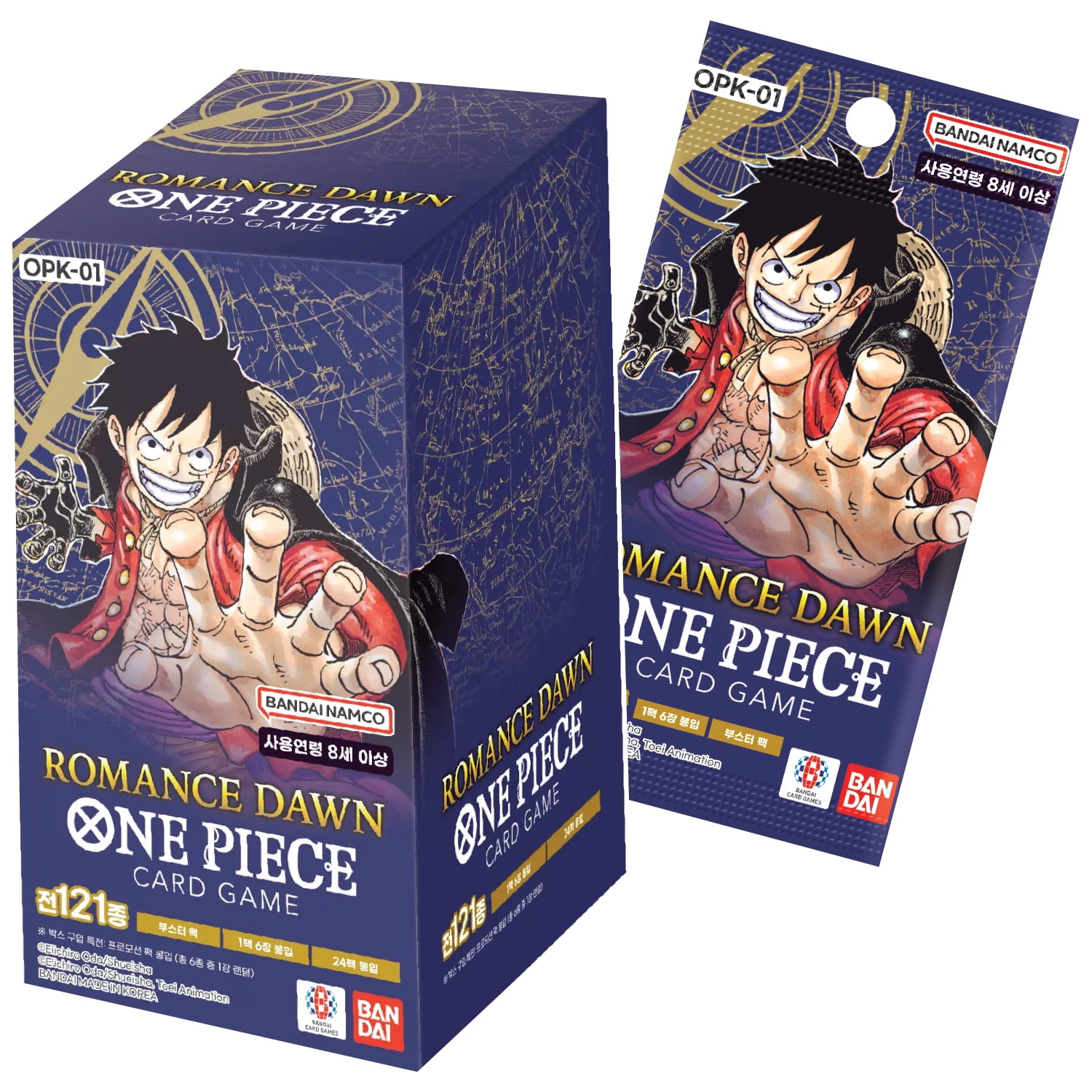 Bandai One Piece Korean Romance Dawn Booster Box OPK-01 [Korean, 24 Packs] - Walmart.com