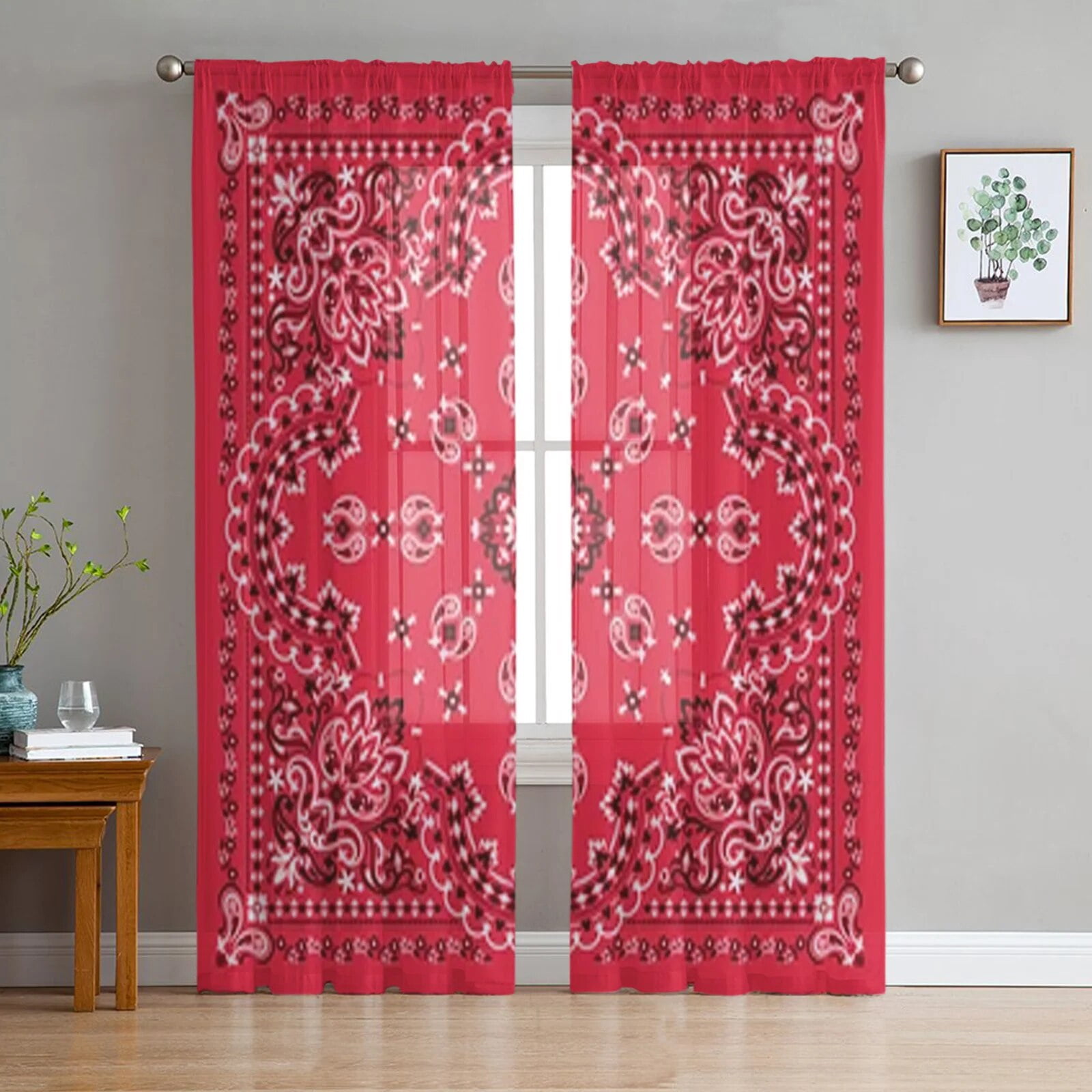 Bandana Black Tulle Curtains For Living Room Bedroom Transparent Tulle ...