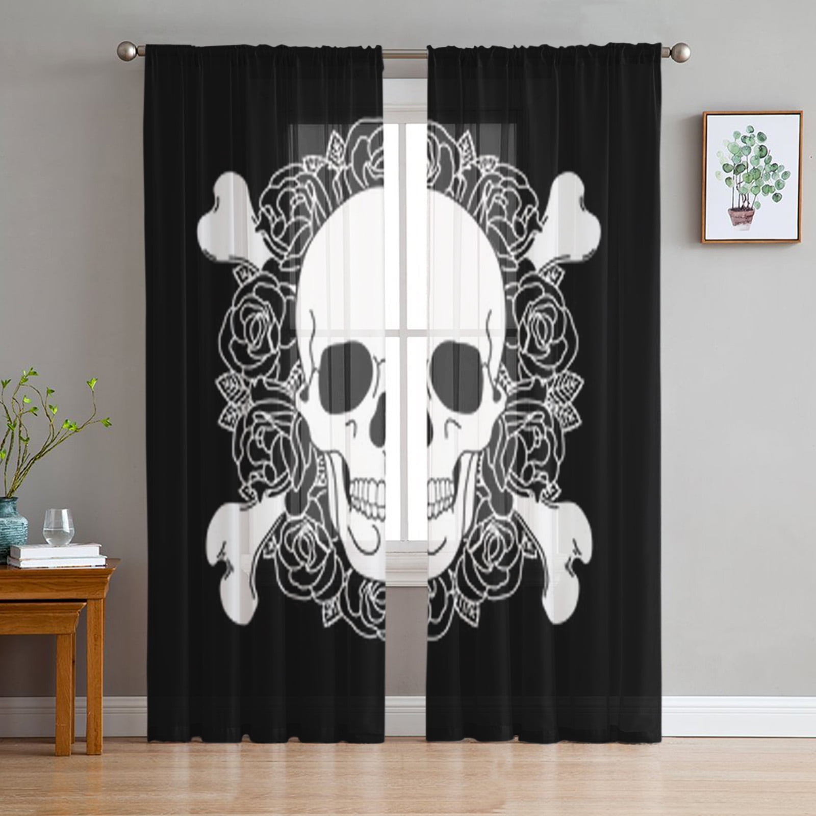 Bandana Black Tulle Curtains For Living Room Bedroom Transparent Tulle ...