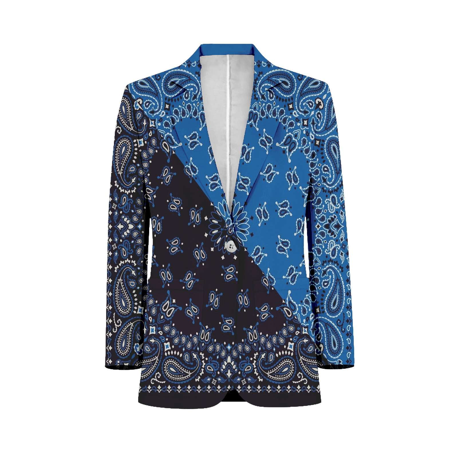Bandana Blue Black Customized Men's Suits full man Shawl Collar ...
