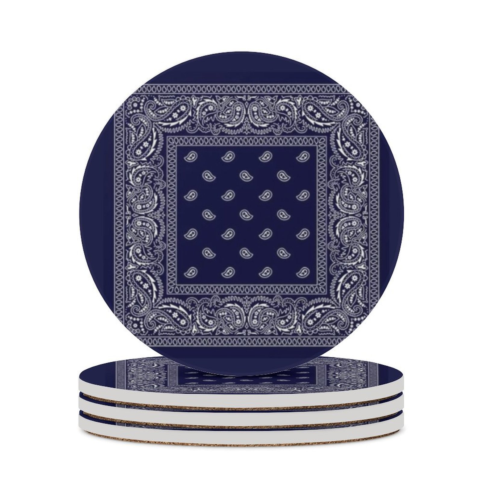 Bandana Blue Ceramic Coasters Absorbent Coasters for Drinks Decorative ...