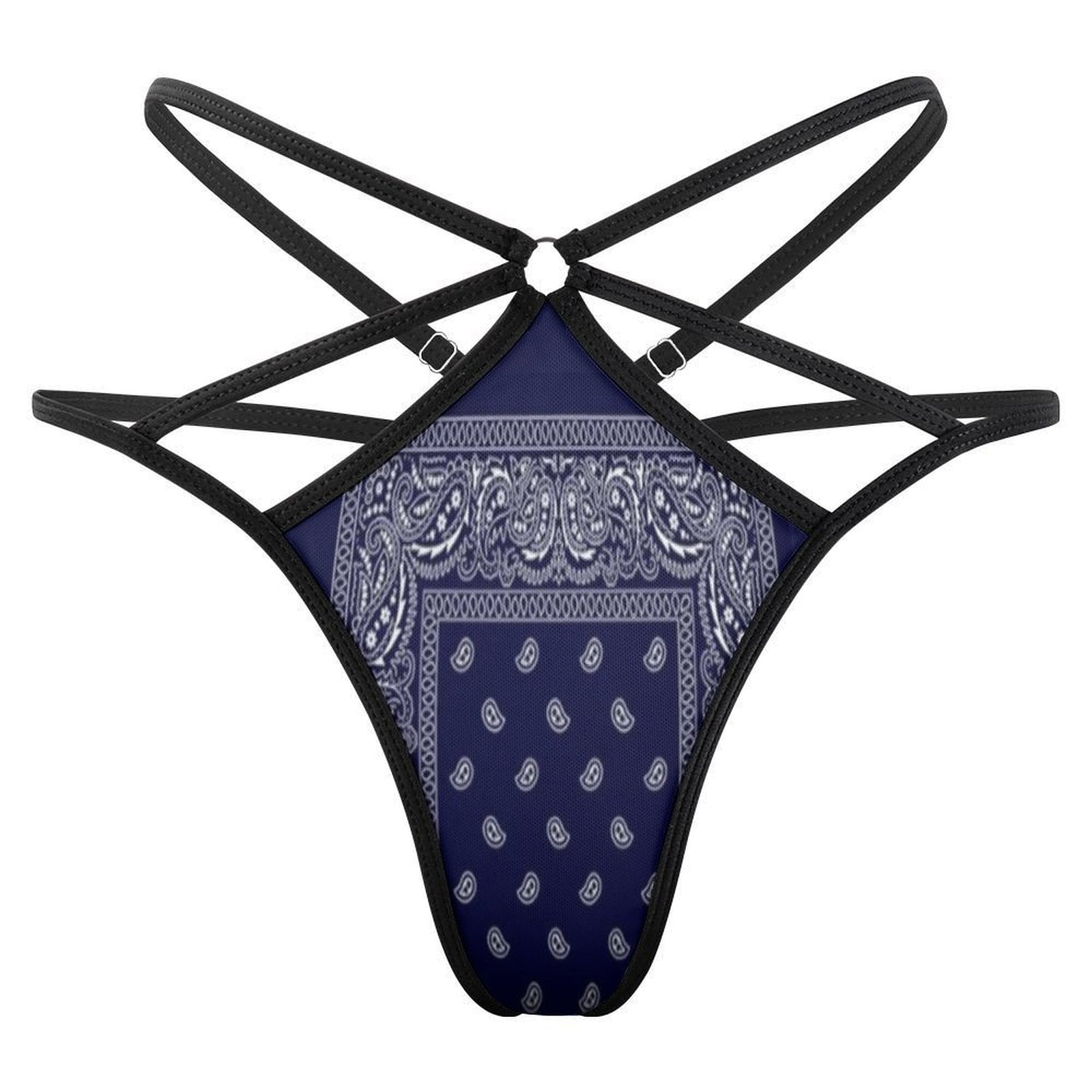 Bandana Blue Open Type Women's Panties Crotch Opening G-strings Thongs ...