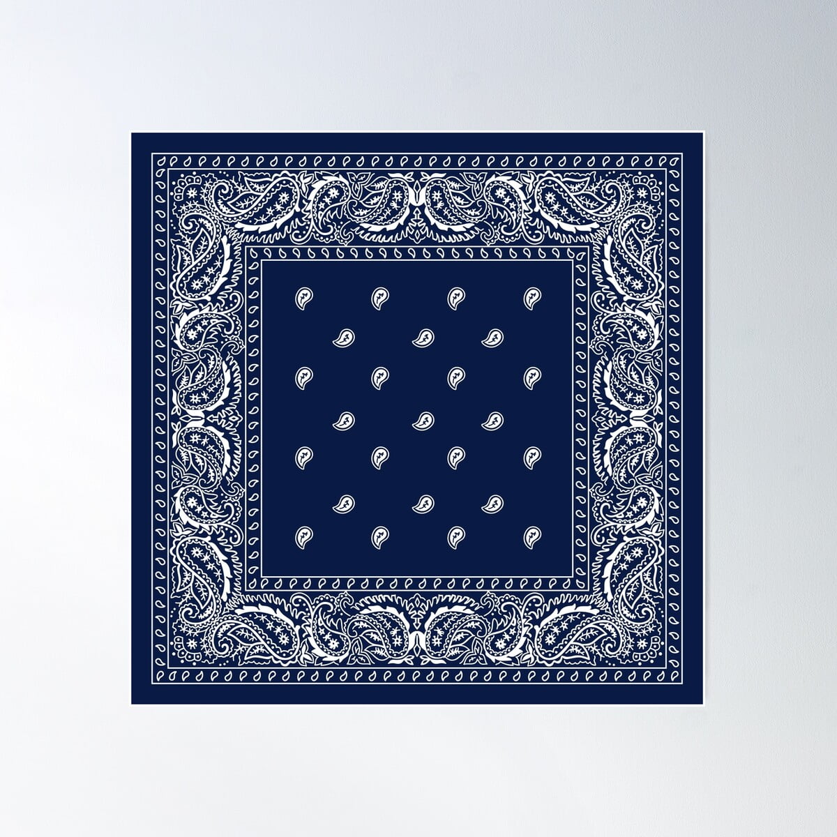 Bandana - Blue - Paisley Bandana Poster Wall Art, Modern Wall Decor For ...