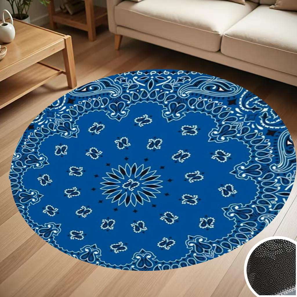 Bandana Blue Round Carpet Living Room Bedroom Home Decoration Coffee ...