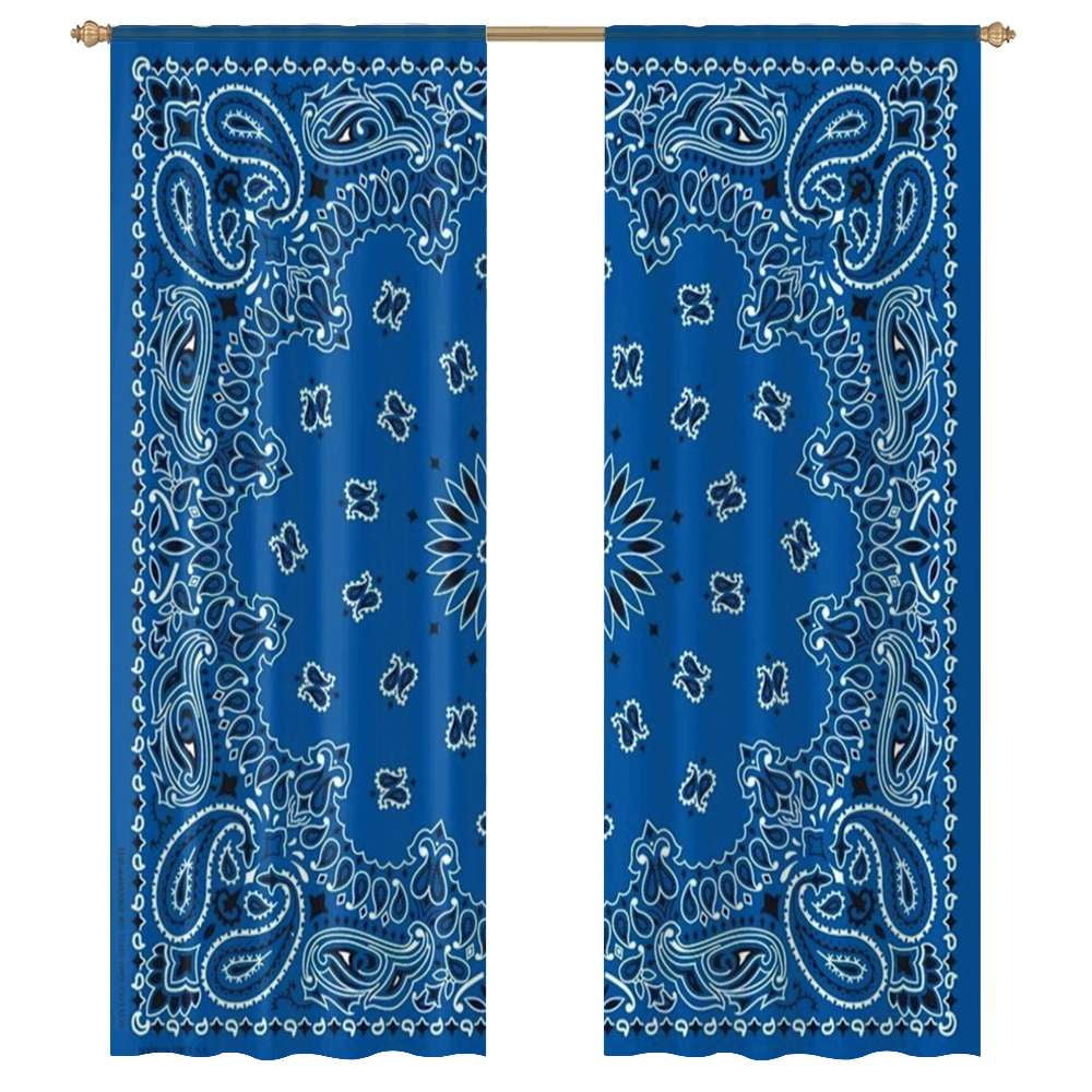 Bandana Blue Sheer Window Curtains for Living Room Kitchen Bedroom ...