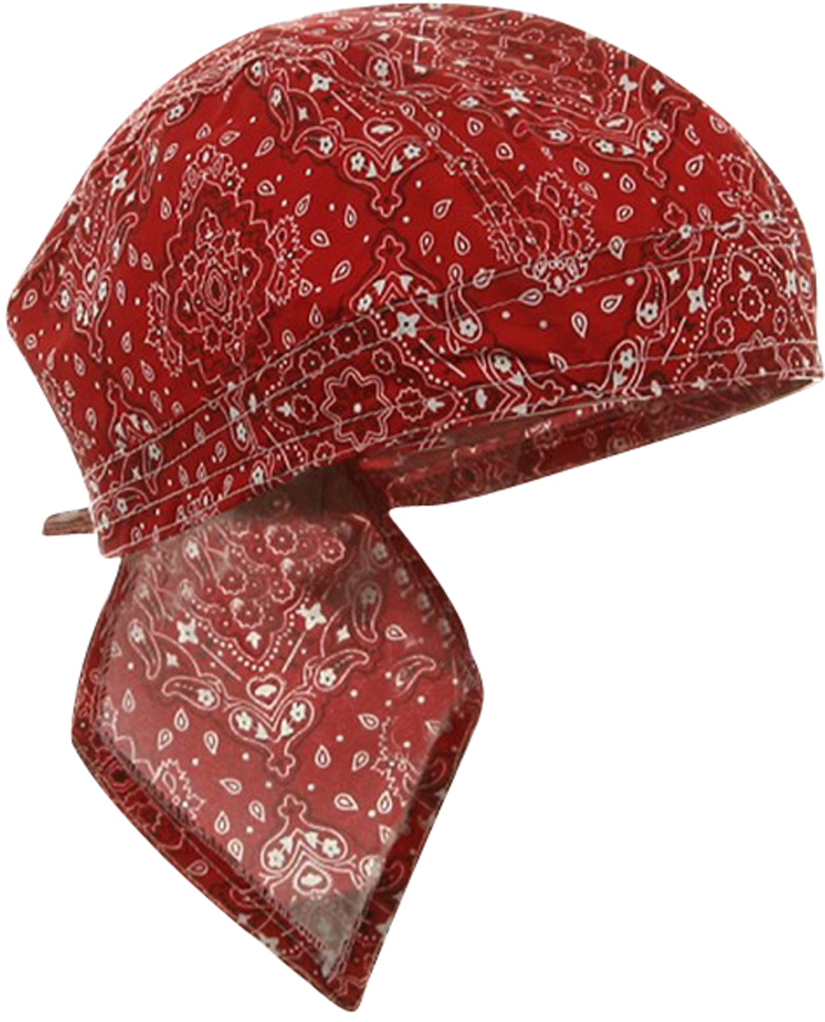 Bandana Dorag Cap Red with White and Black Paisley Cotton Motorcycle ...