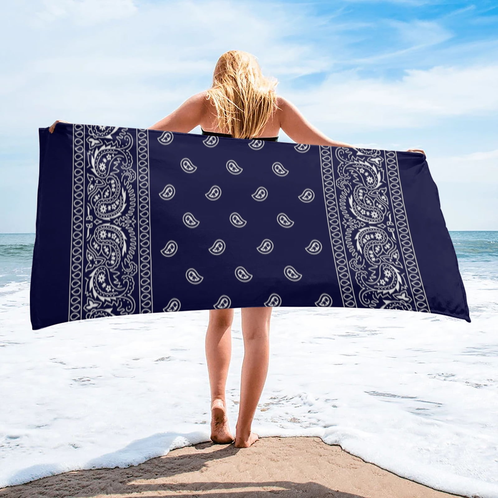 Bandana Geometric Pattern Bath Towel Bohemia Floral Beach Towel ...