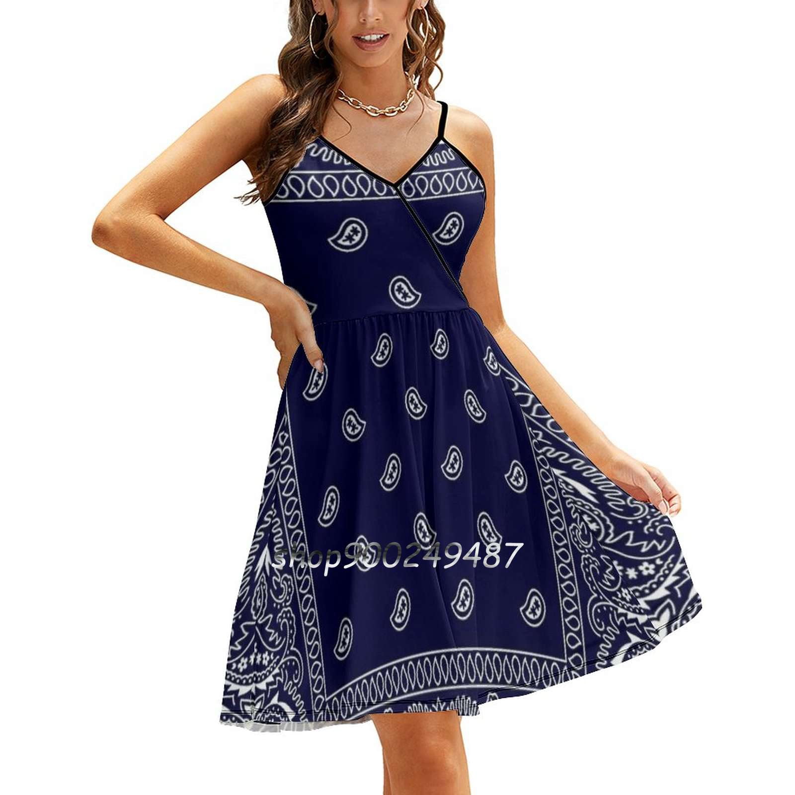 Bandana In Navy Sweet Elegant Dress Women Korean Kawaii Square Collar ...