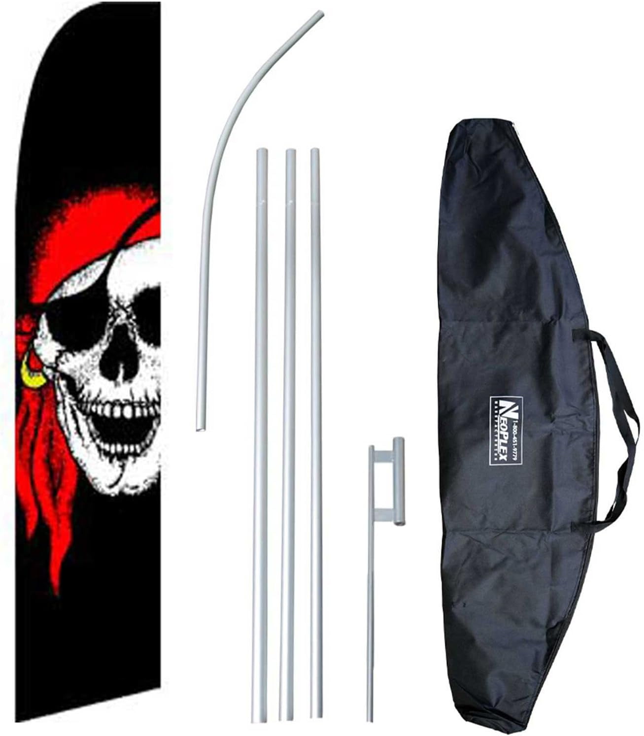 Bandana Jolly Roger" 12-Foot Swooper Flag and Case Complete Set ...