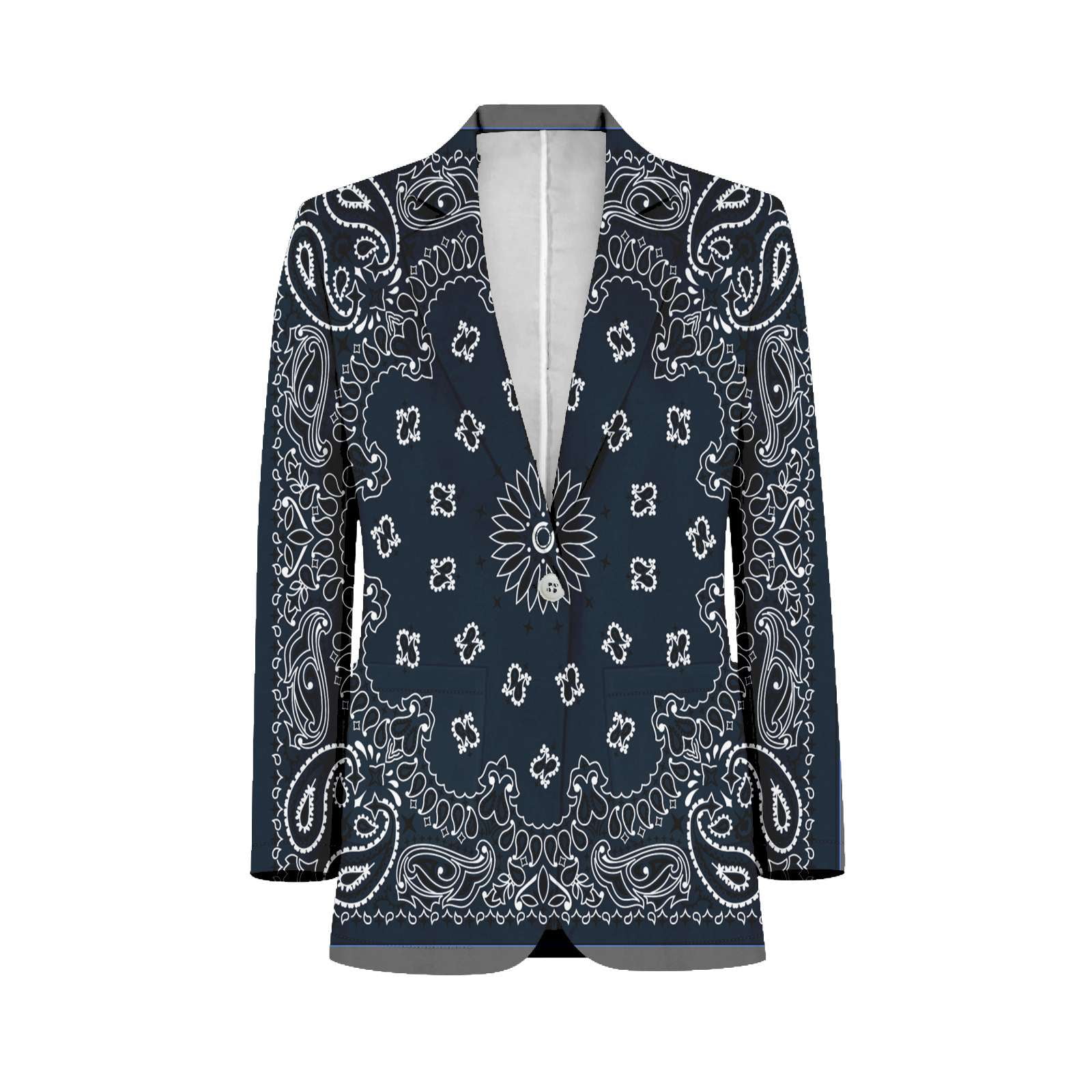Bandana Navy Blue Customized Men's Suits full man Shawl Collar ...