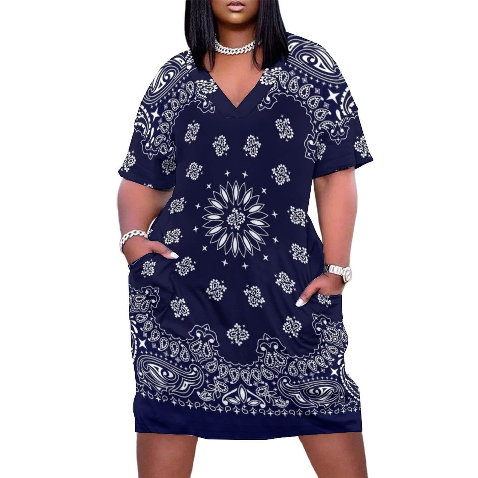 Bandana - Navy Blue - Loose Pocket Dress Prom gown long dress women summer dress woman 2025 ...