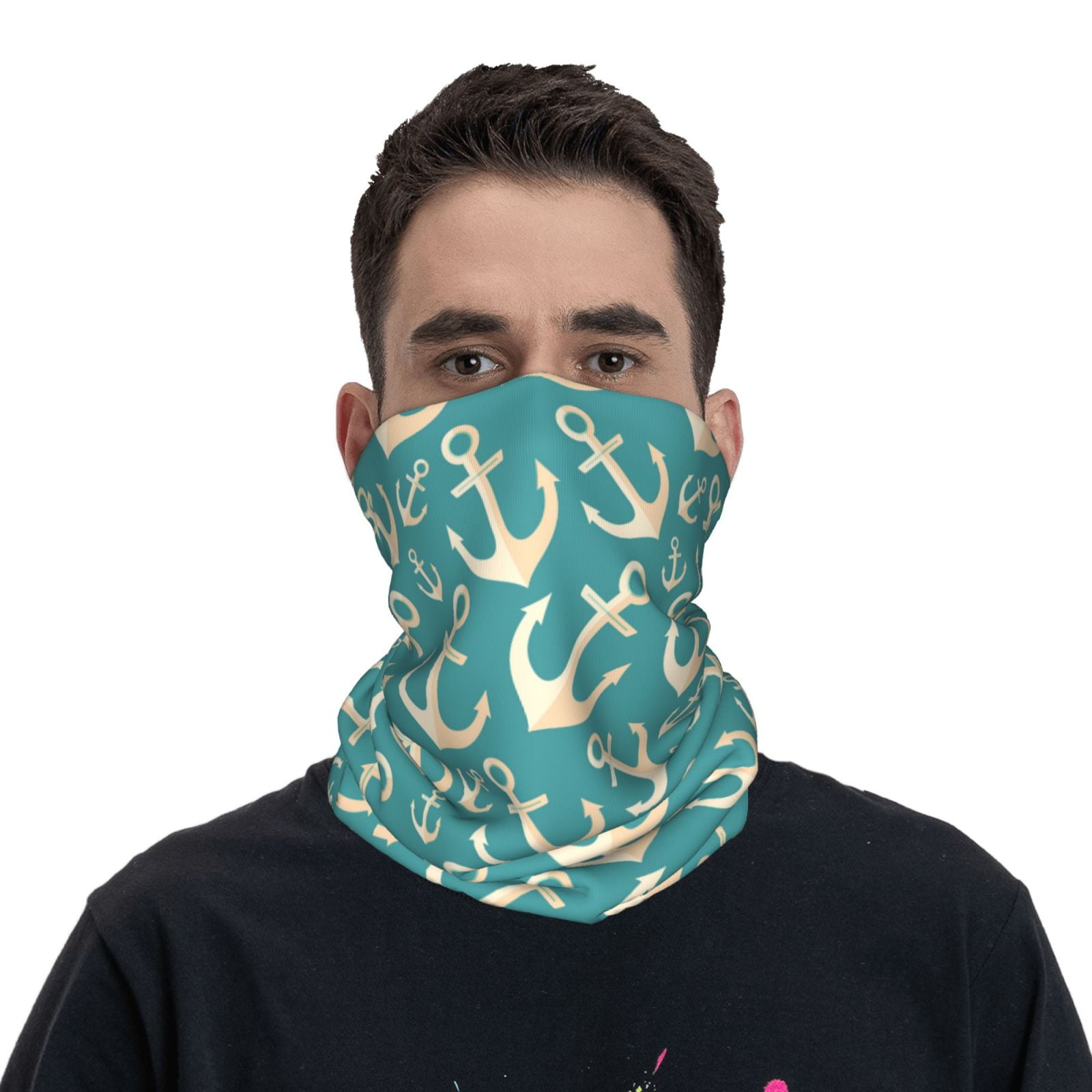 Bandana Neck Gaiter Face Mask - Anchor blue print aesthetic Breathable ...