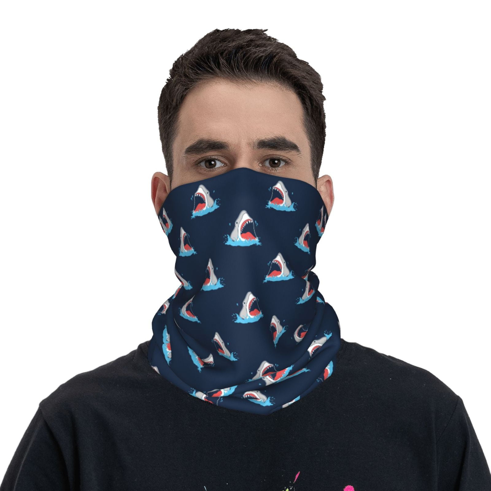 Bandana Neck Gaiter Face Mask - Big Mouth Shark Breathable Soft Neck ...