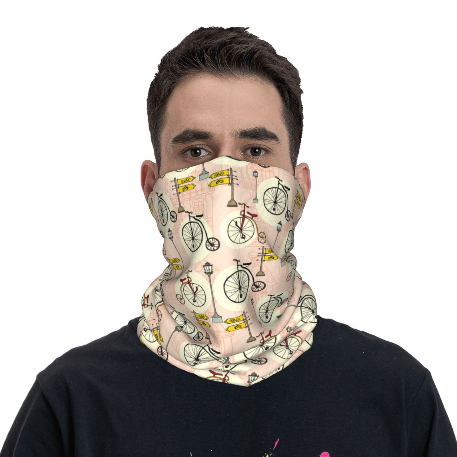 Bandana Neck Gaiter Face Mask - Bike Pattern Abstract Breathable Soft ...