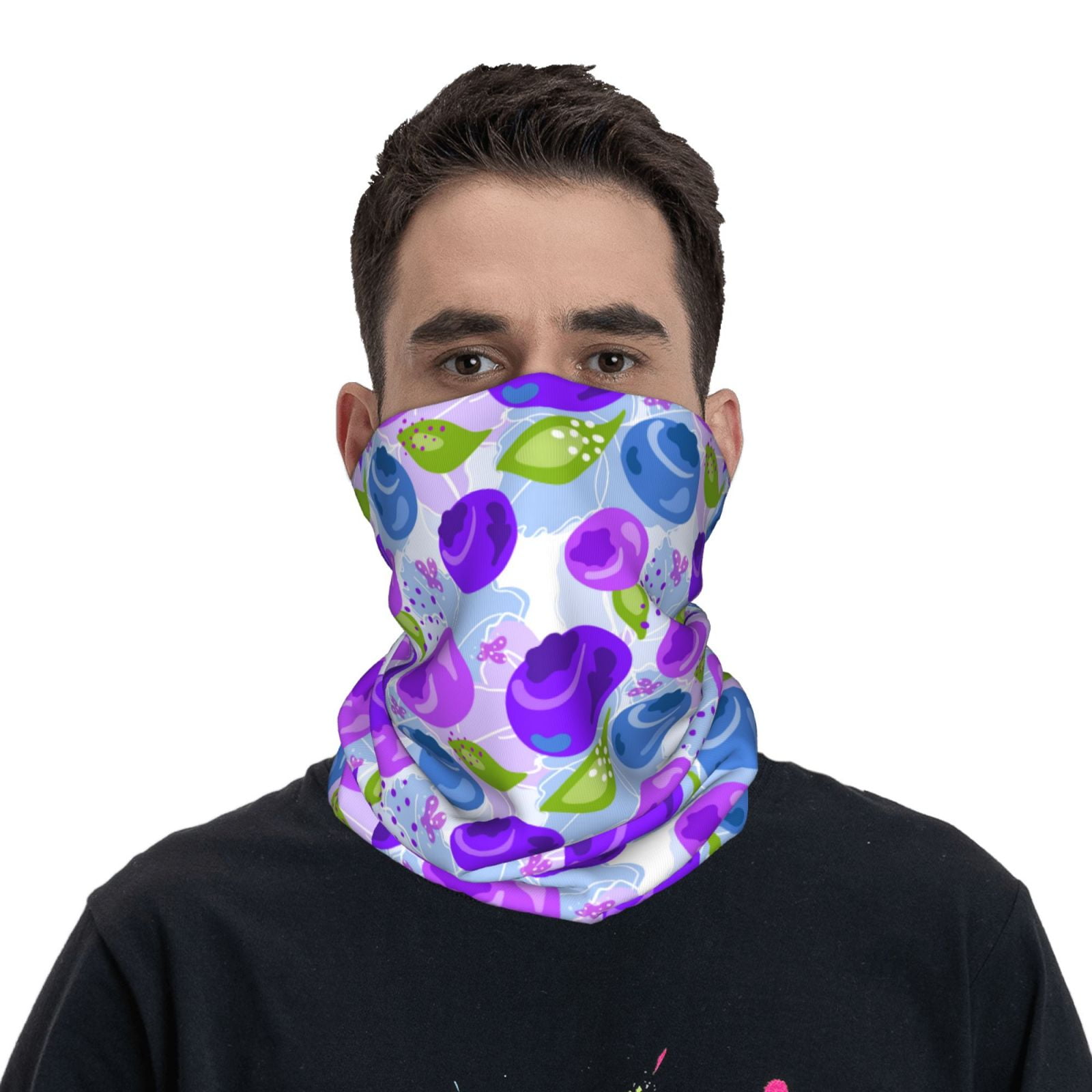 Bandana Neck Gaiter Face Mask - Blueberry cute Print Breathable Soft ...