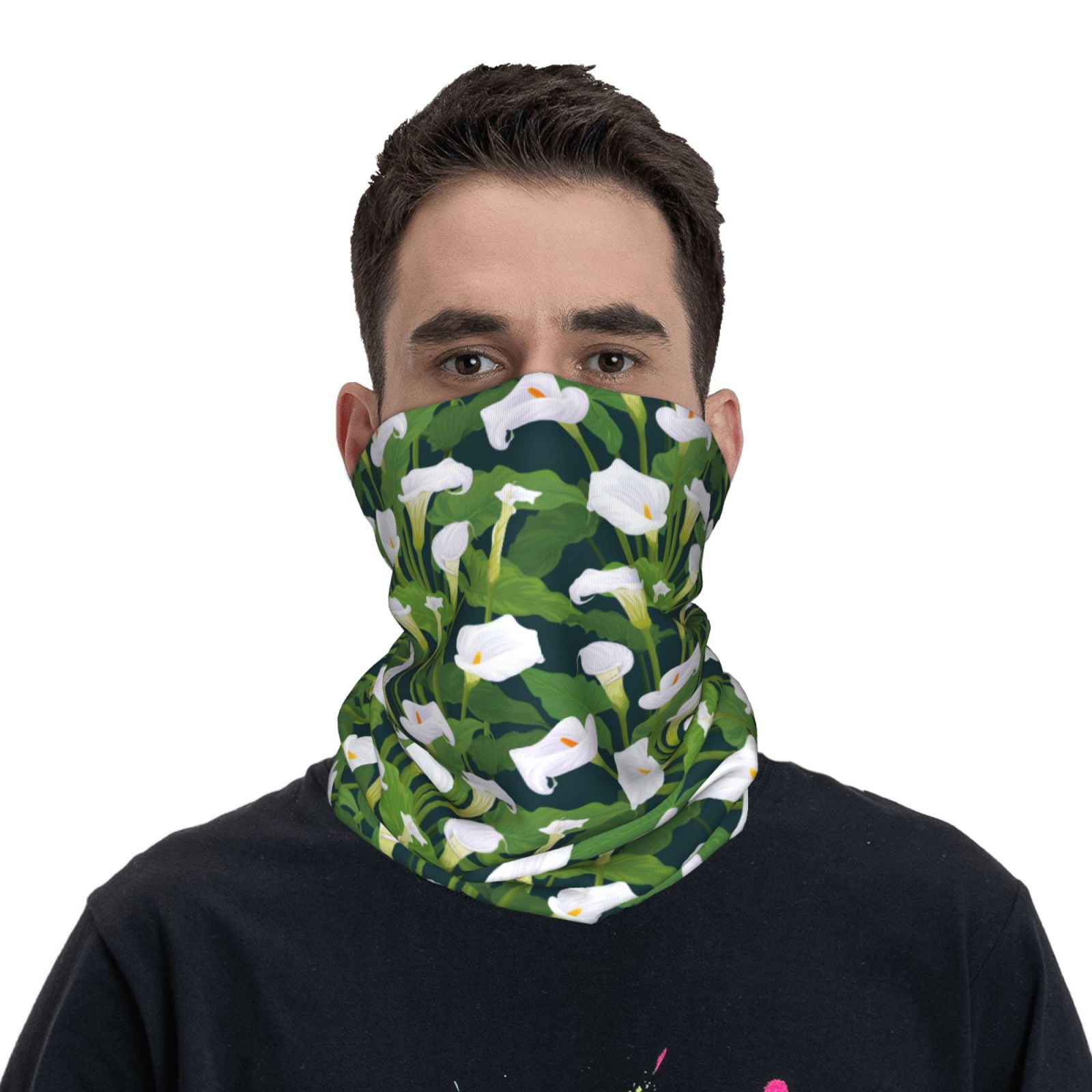 Bandana Neck Gaiter Face Mask - Calla Lily Flowers Bouquet Breathable ...