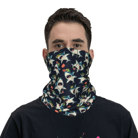 Bandana Neck Gaiter Face Mask - Cartoon Sharks Breathable Soft Neck ...