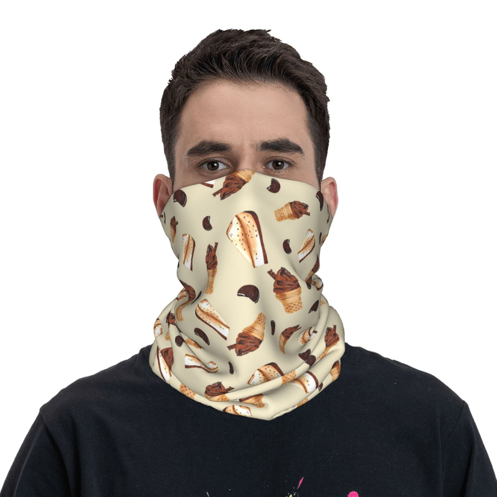 Bandana Neck Gaiter Face Mask - Chocolate Cake Ice Cream Print ...