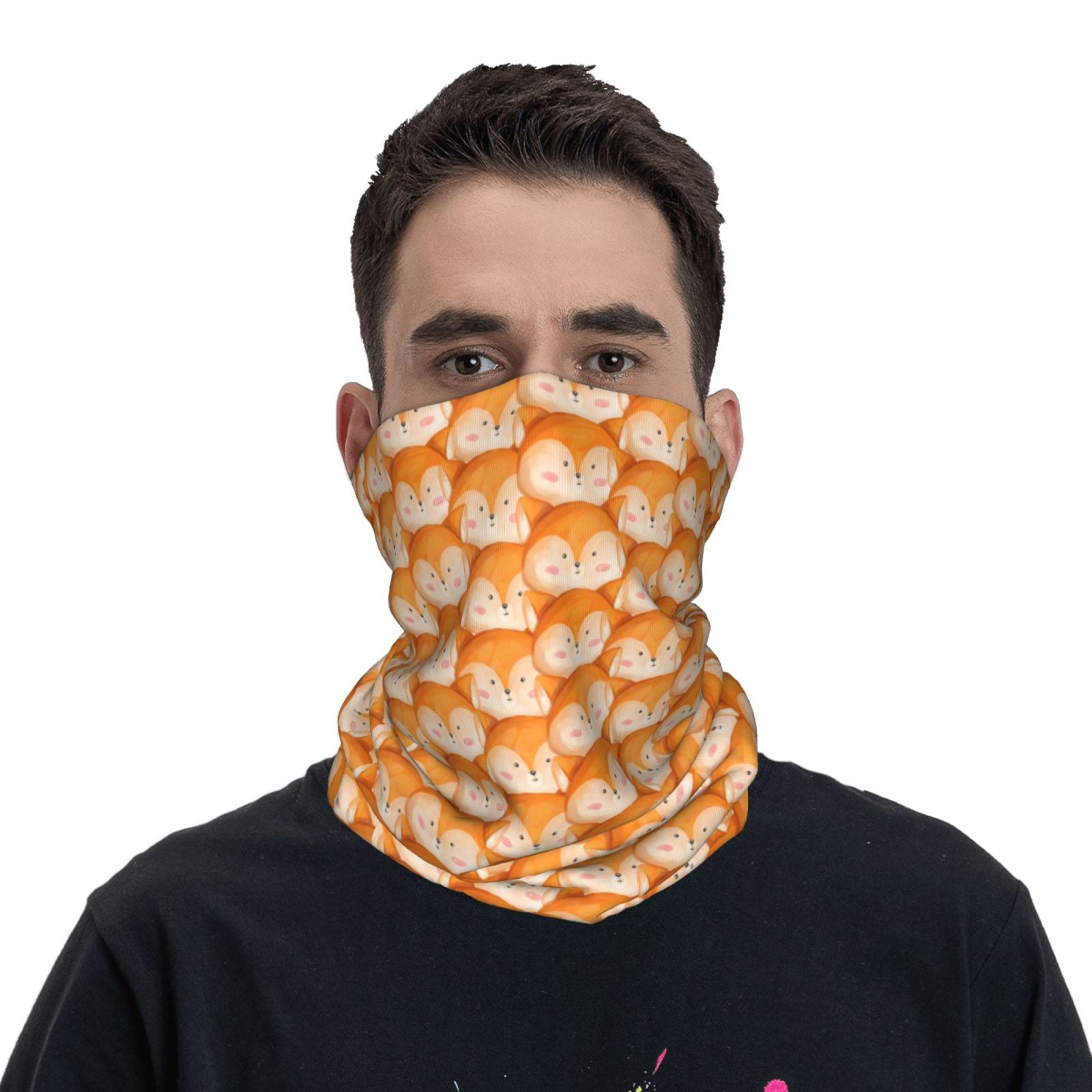 Bandana Neck Gaiter Face Mask - Cute Fox Faces Pattern Breathable Soft ...