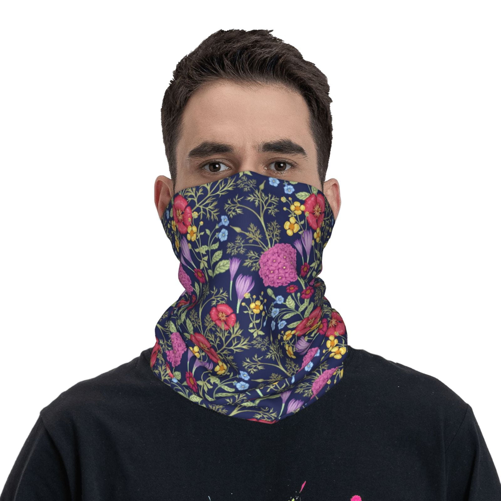 Bandana Neck Gaiter Face Mask - Floral Pattern A Breathable Soft Neck ...