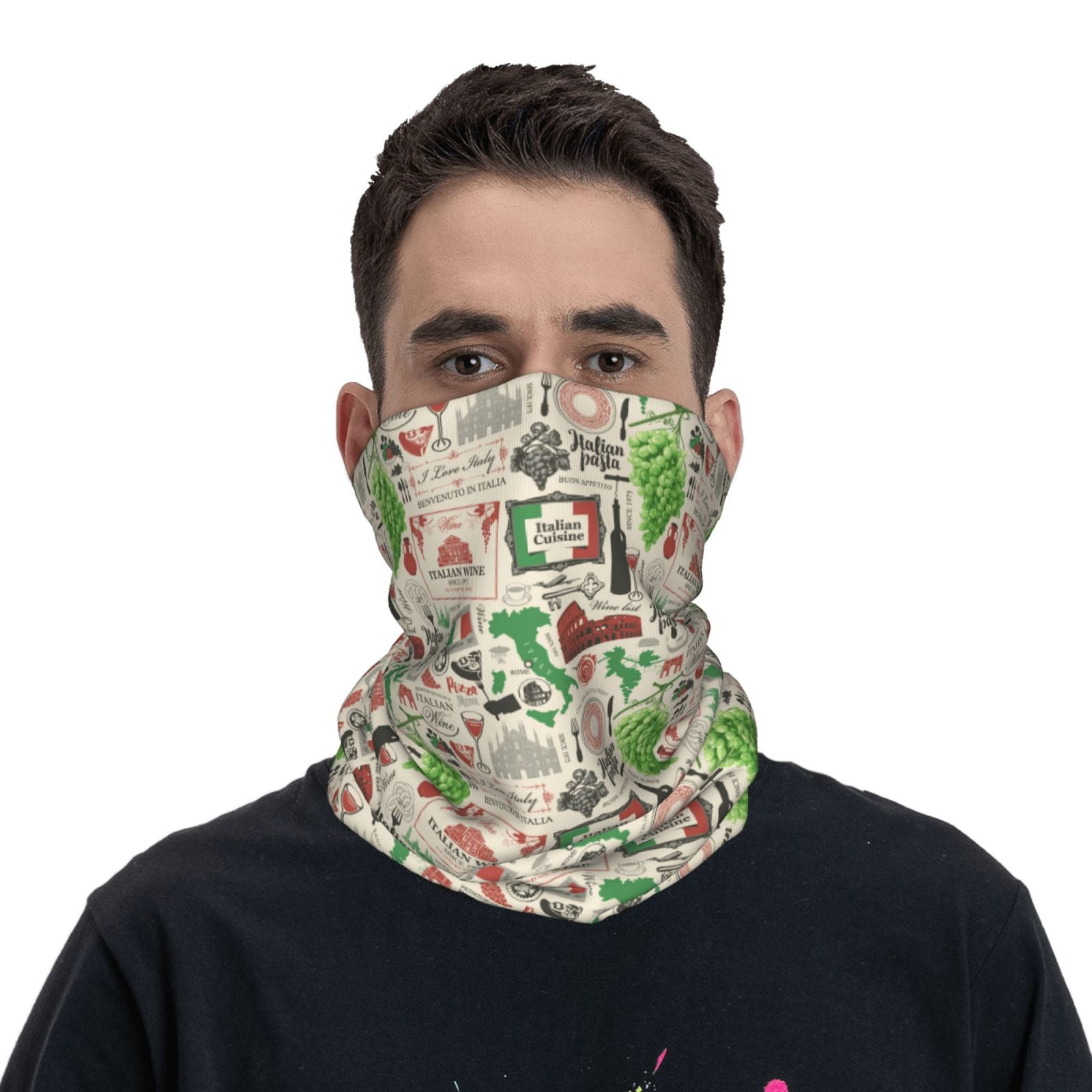 Bandana Neck Gaiter Face Mask - Grape Stamp Pattern Breathable Soft ...