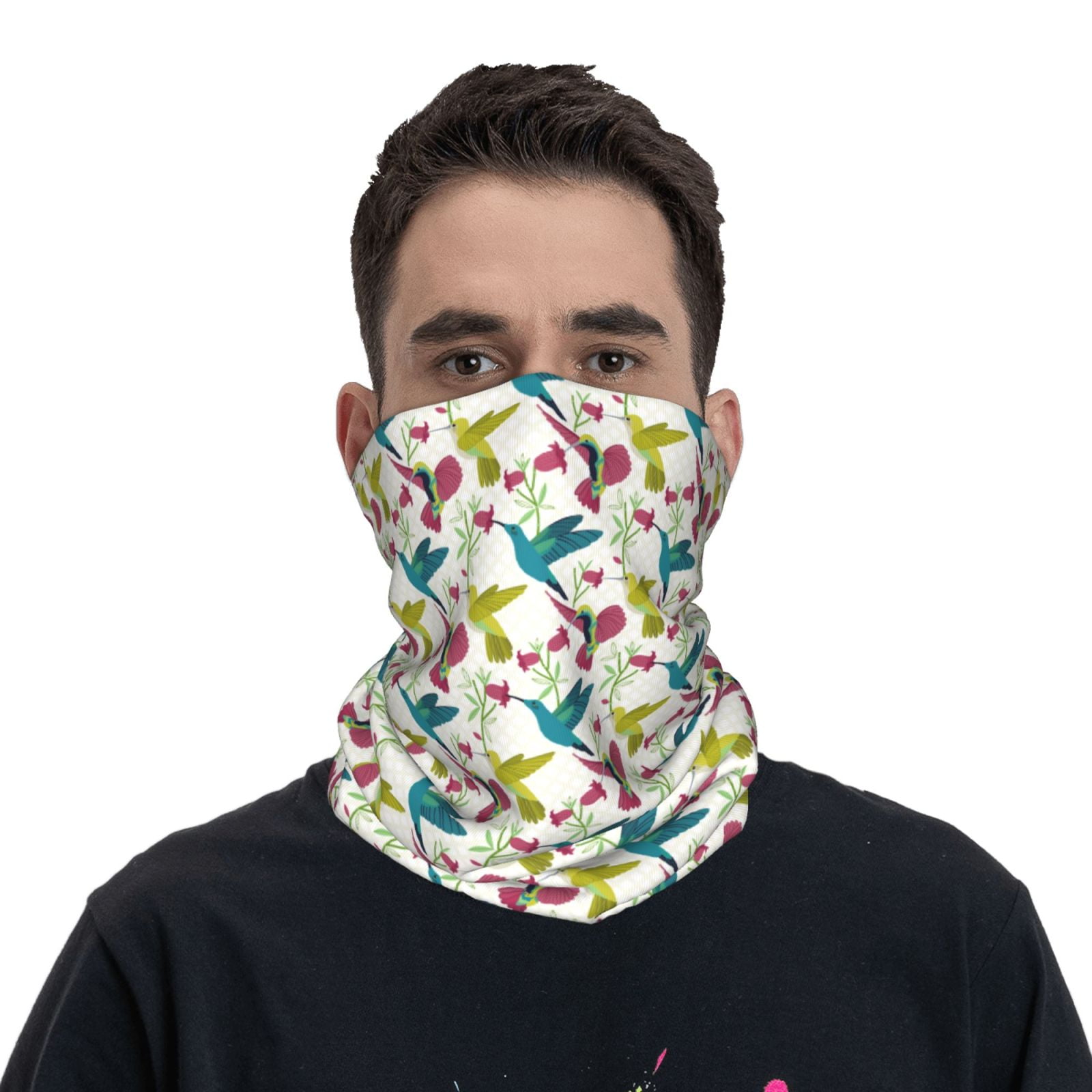 Bandana Neck Gaiter Face Mask - Green Blue Purple Hummingbird ...