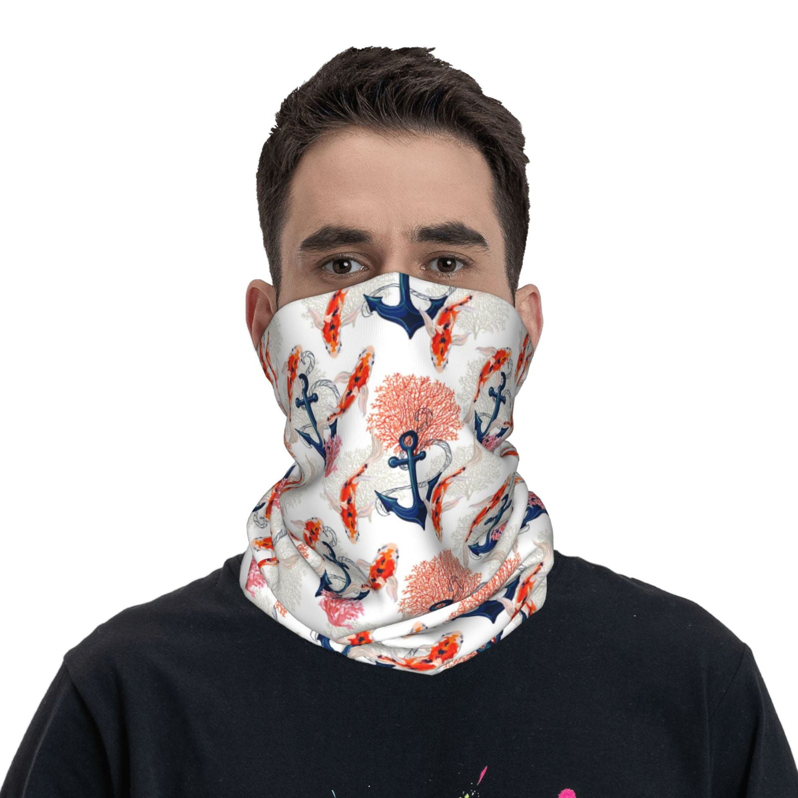Bandana Neck Gaiter Face Mask - Koi Fish And Corals Breathable Soft ...
