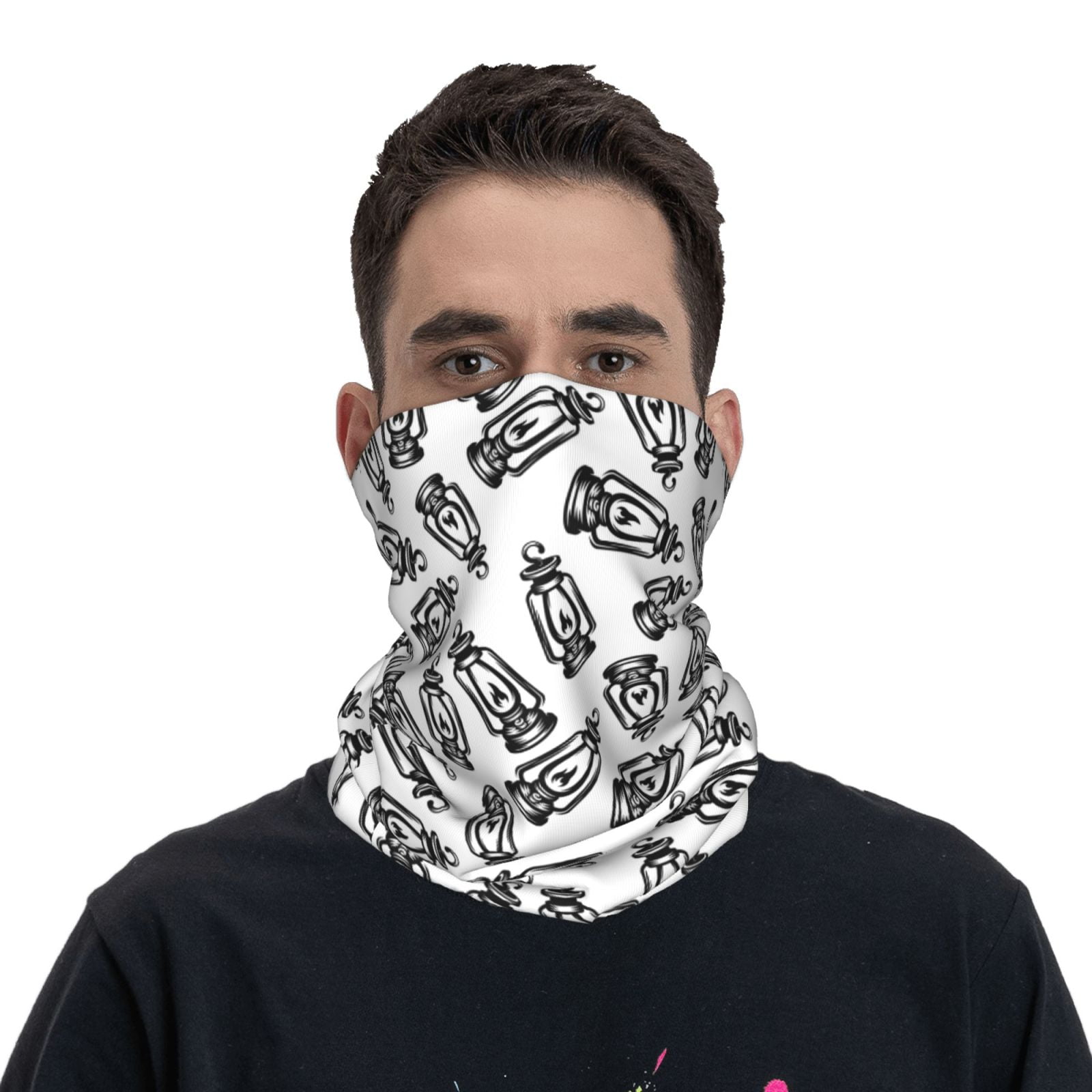 Bandana Neck Gaiter Face Mask - Light Bulb vintage black Breathable ...