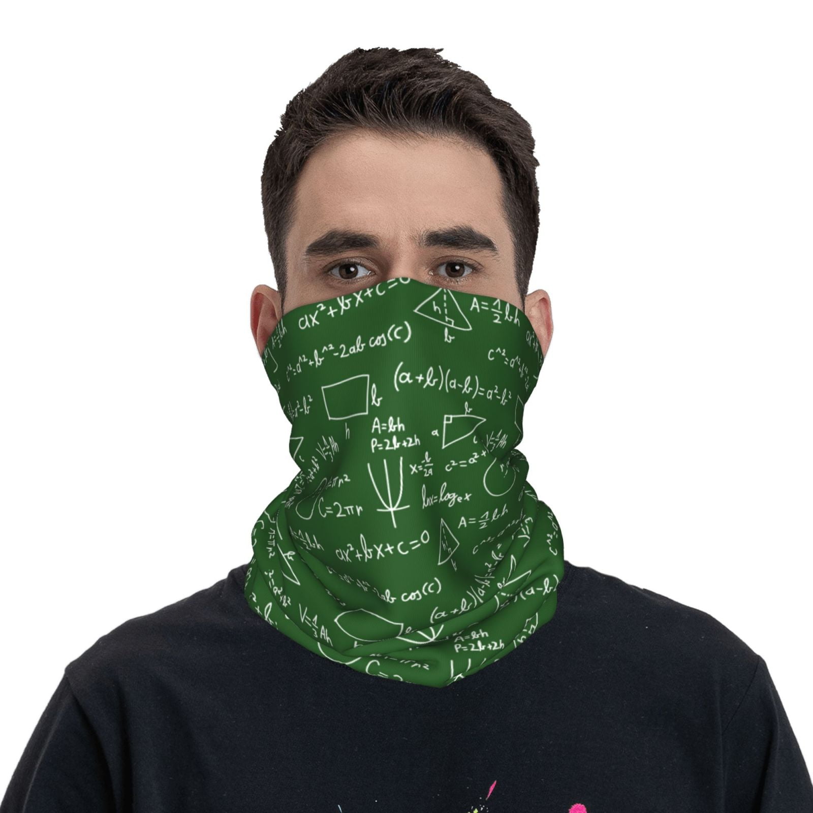 Bandana Neck Gaiter Face Mask - Math equation green Breathable Soft ...