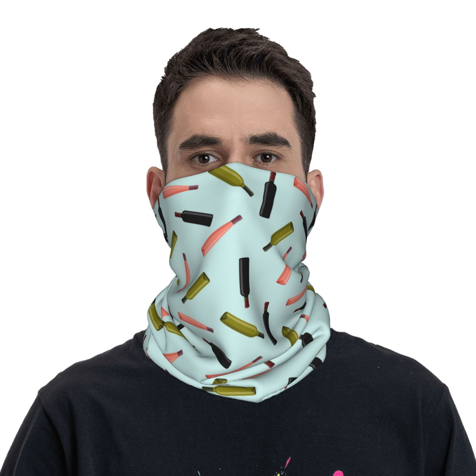 Bandana Neck Gaiter Face Mask - Pink Green Black Bottle Breathable Soft ...