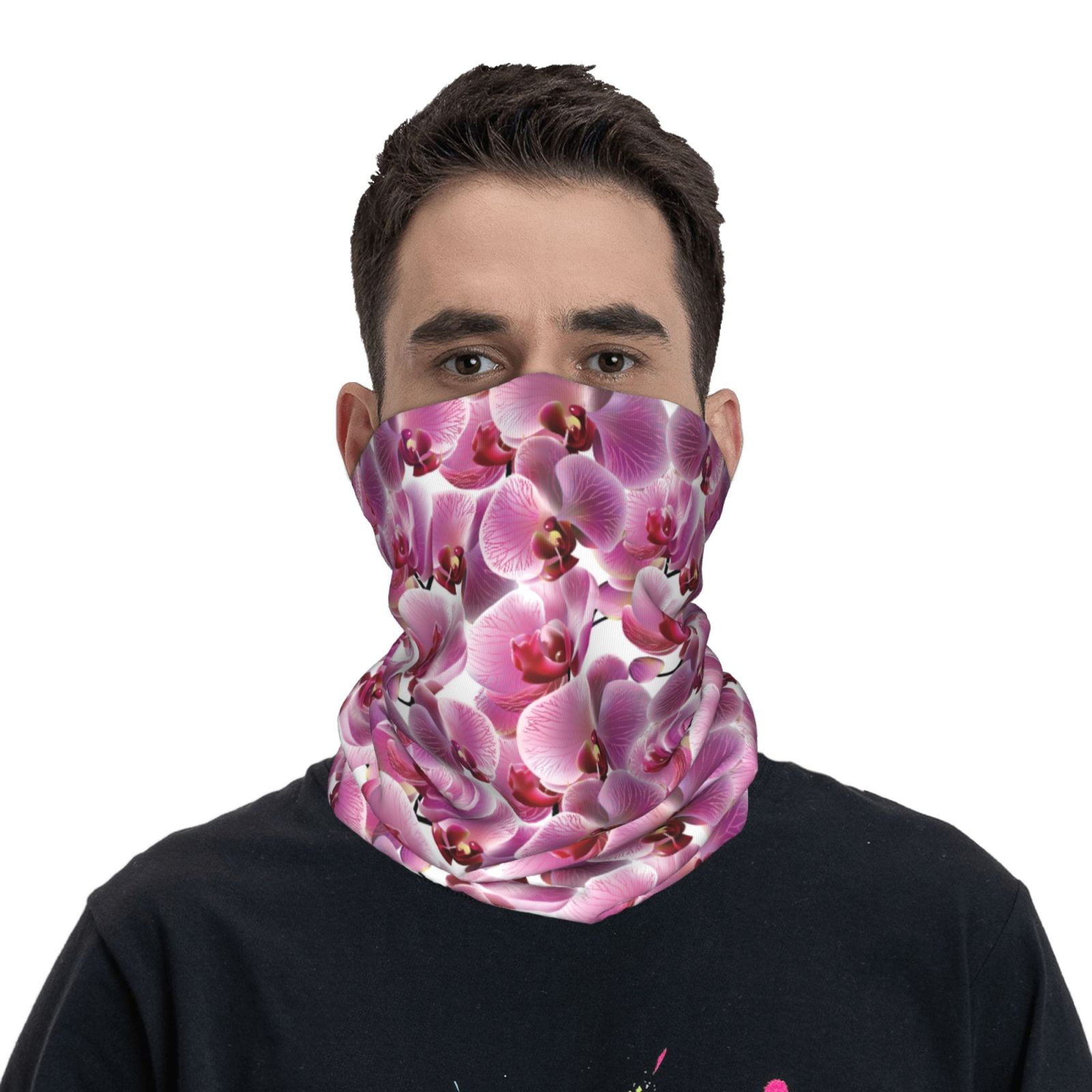Bandana Neck Gaiter Face Mask - Pueple Orchids Flowers Breathable Soft ...