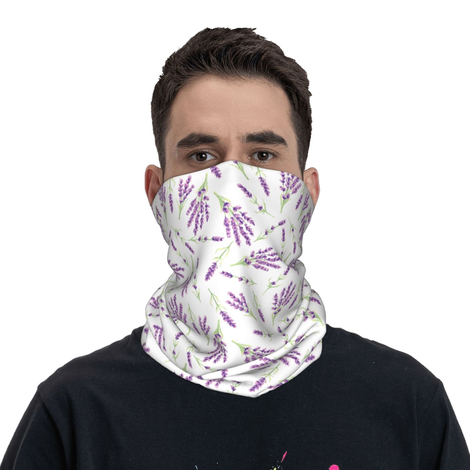 Bandana Neck Gaiter Face Mask - Purple flowers_A Breathable Soft Neck ...