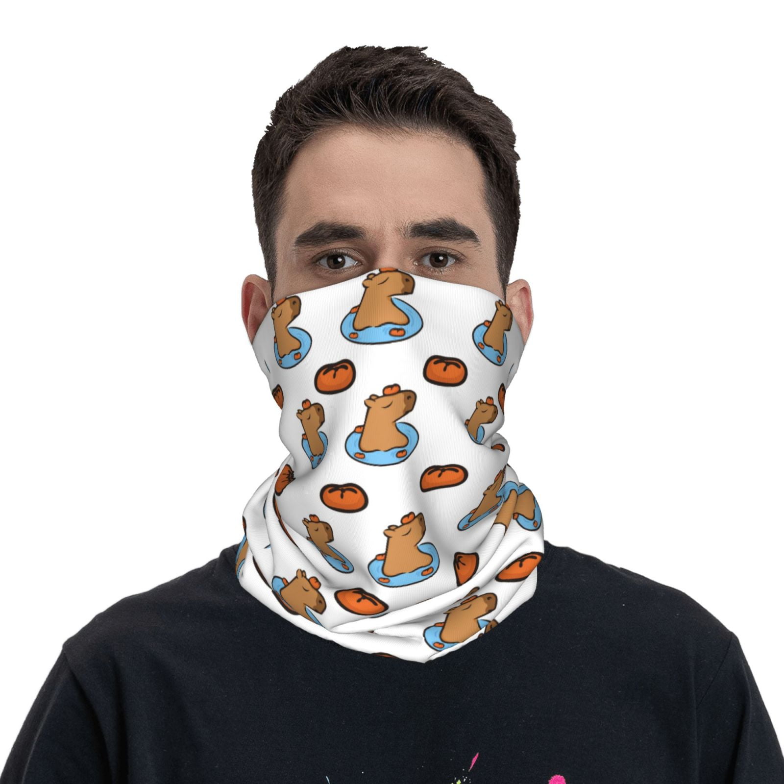 Bandana Neck Gaiter Face Mask - Swim Capybaras Breathable Soft Neck ...
