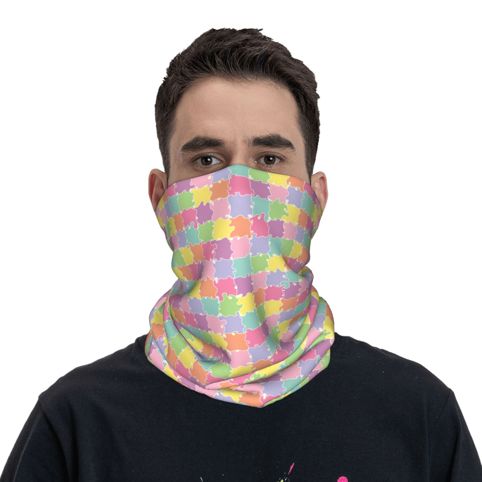 Bandana Neck Gaiter Face Mask - doodle colorful abstract pattern ...