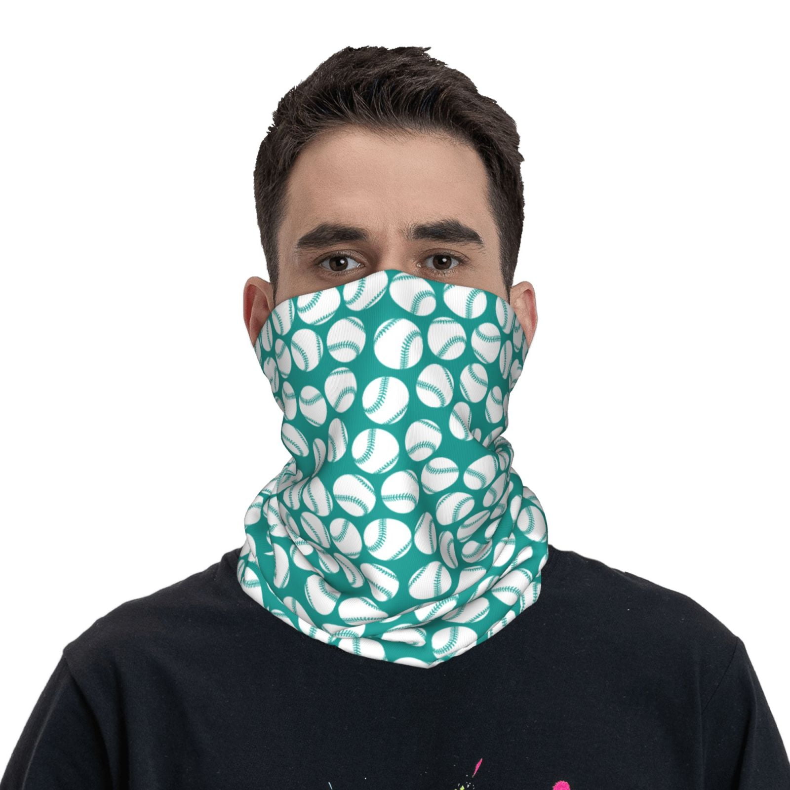 Bandana Neck Gaiter Face Mask - green baseball Breathable Soft Neck ...