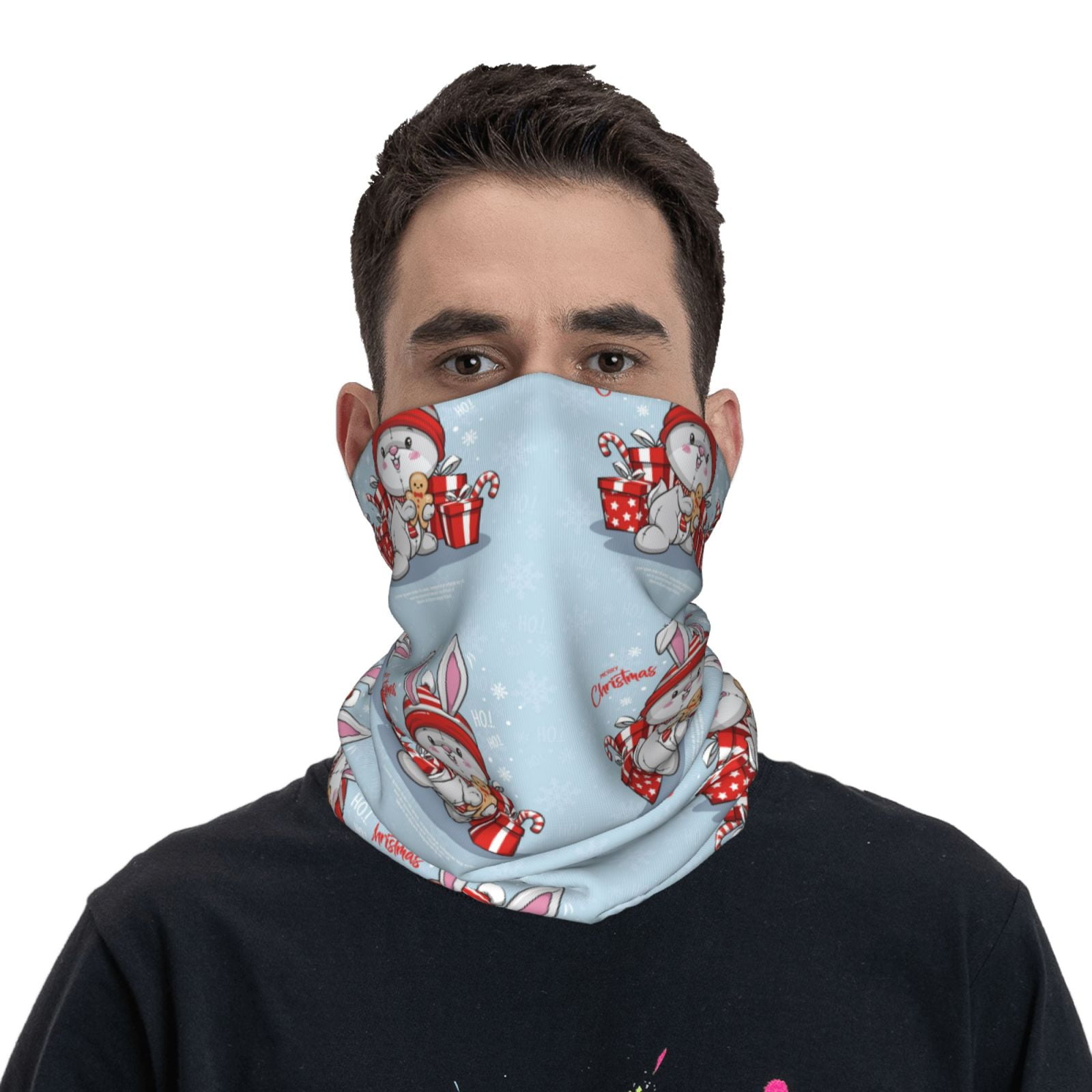 Bandana Neck Gaiter Face Mask - merry Christmas rabbit Breathable Soft ...