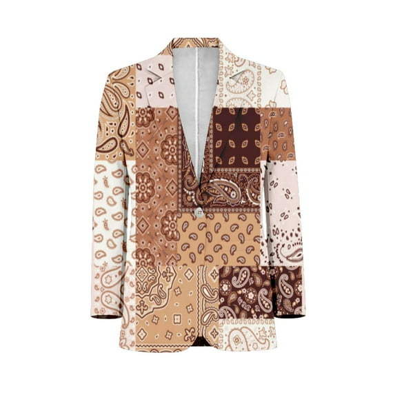 Bandana Paisley Beige White Mens Suits Shawl Collar Slim Fit Suit Mens ...