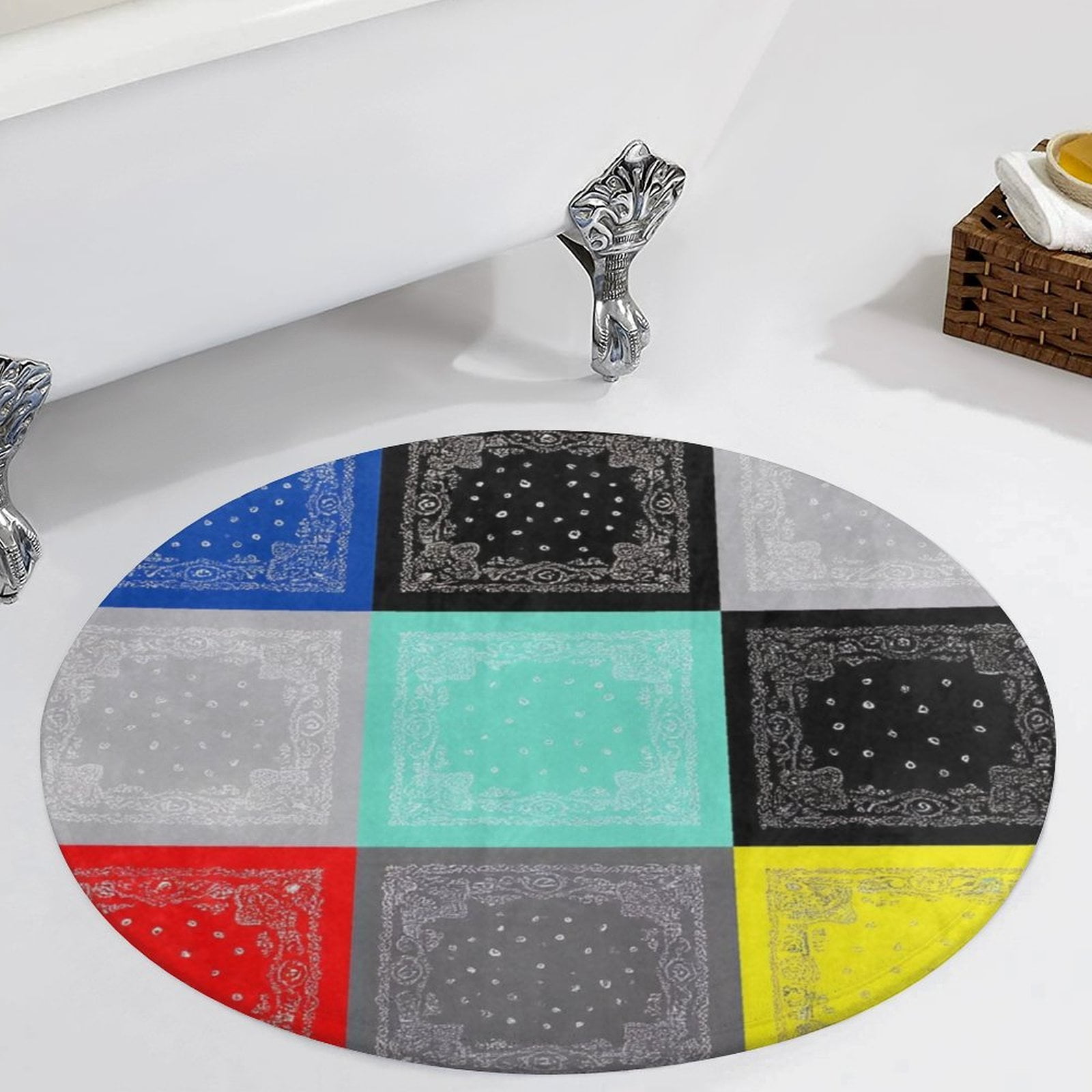 Bandana Paisley Patchwork Pattern-2 Area Round Carpet Living Room ...