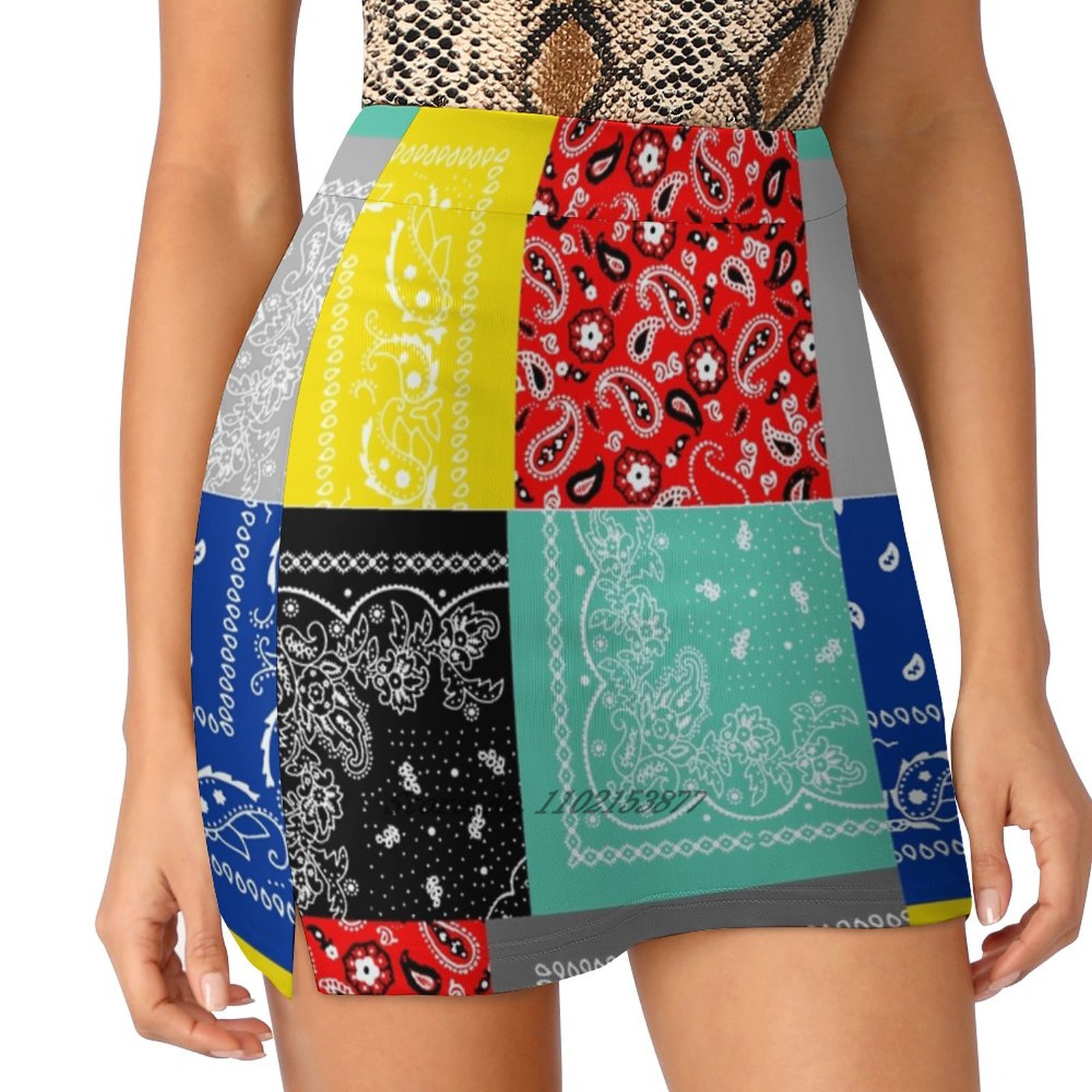 Bandana Paisley Patchwork Pattern New Women Skirts Double-Layer Printed ...