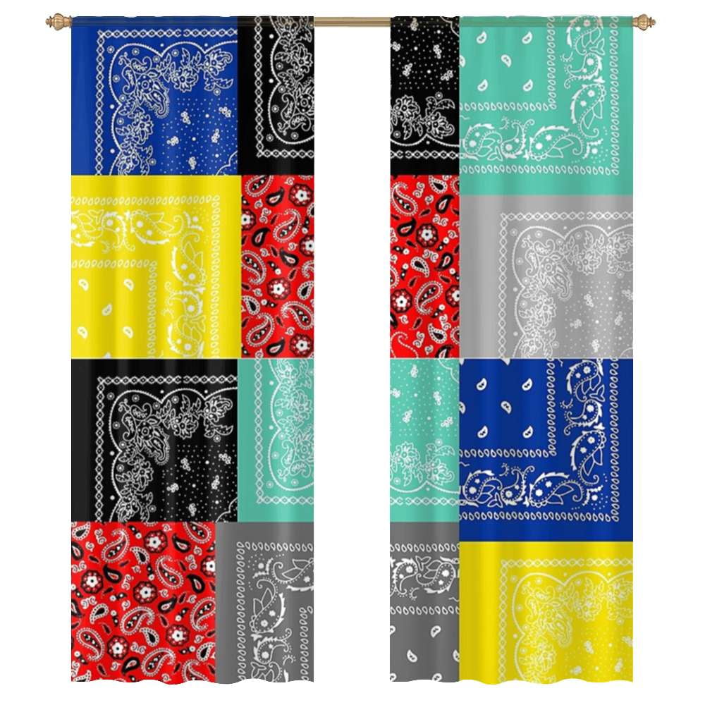 Bandana Paisley Patchwork Pattern Sheer Voile Curtain Window Tulle ...