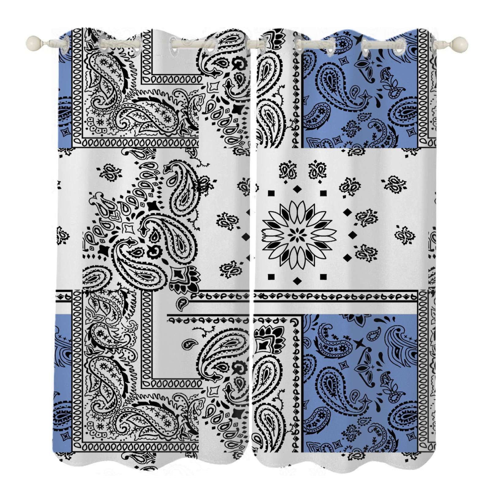 Bandana Paisley Patchwork Seamless Pattern Sunshade Curtains Home ...