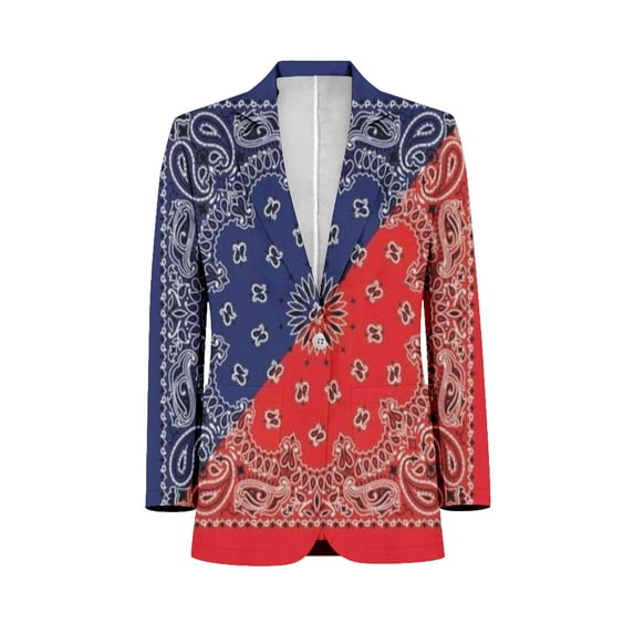 Bandana Paisley Red Blue Mens Suits Shawl Collar Slim Fit Suit Mens ...
