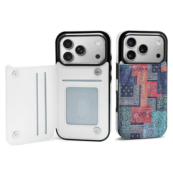 Bandana Patchwork Quilt Leather Wallet Case for iPhone 12 Pro Wallet ...