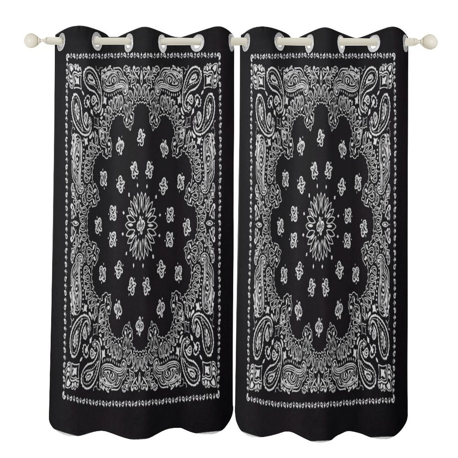Bandana Pattern 2pcs Blackout Curtains For Living Room Bedroom Grommet ...