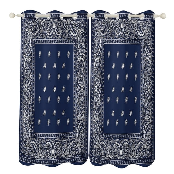 Bandana Pattern Blackout Curtains Window Drapes Room Darkening Thermal ...