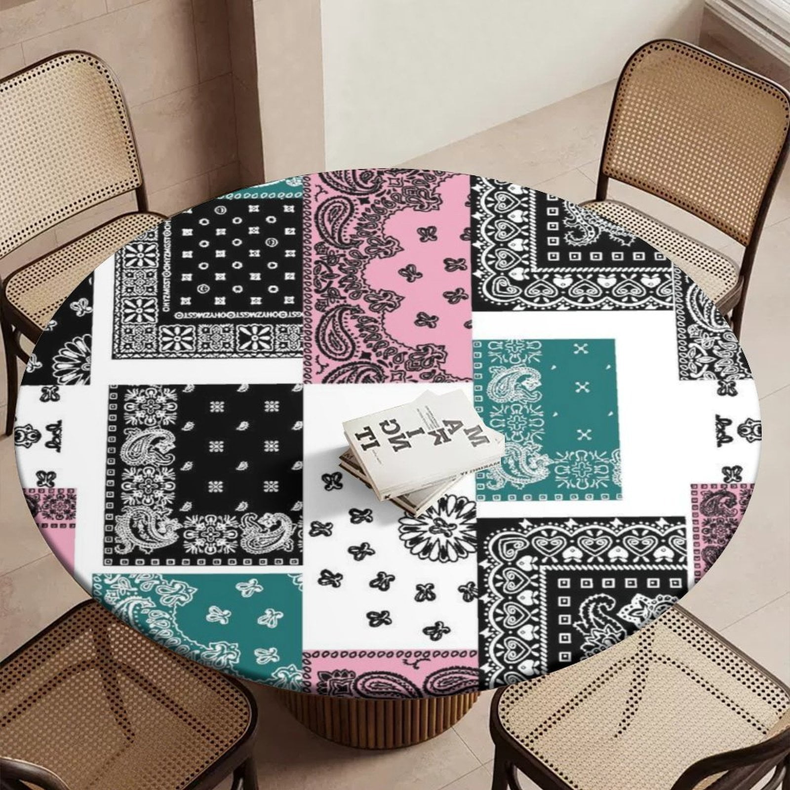 Bandana Pattern Variety Pack Round Table Cover Kitchen Printed ...