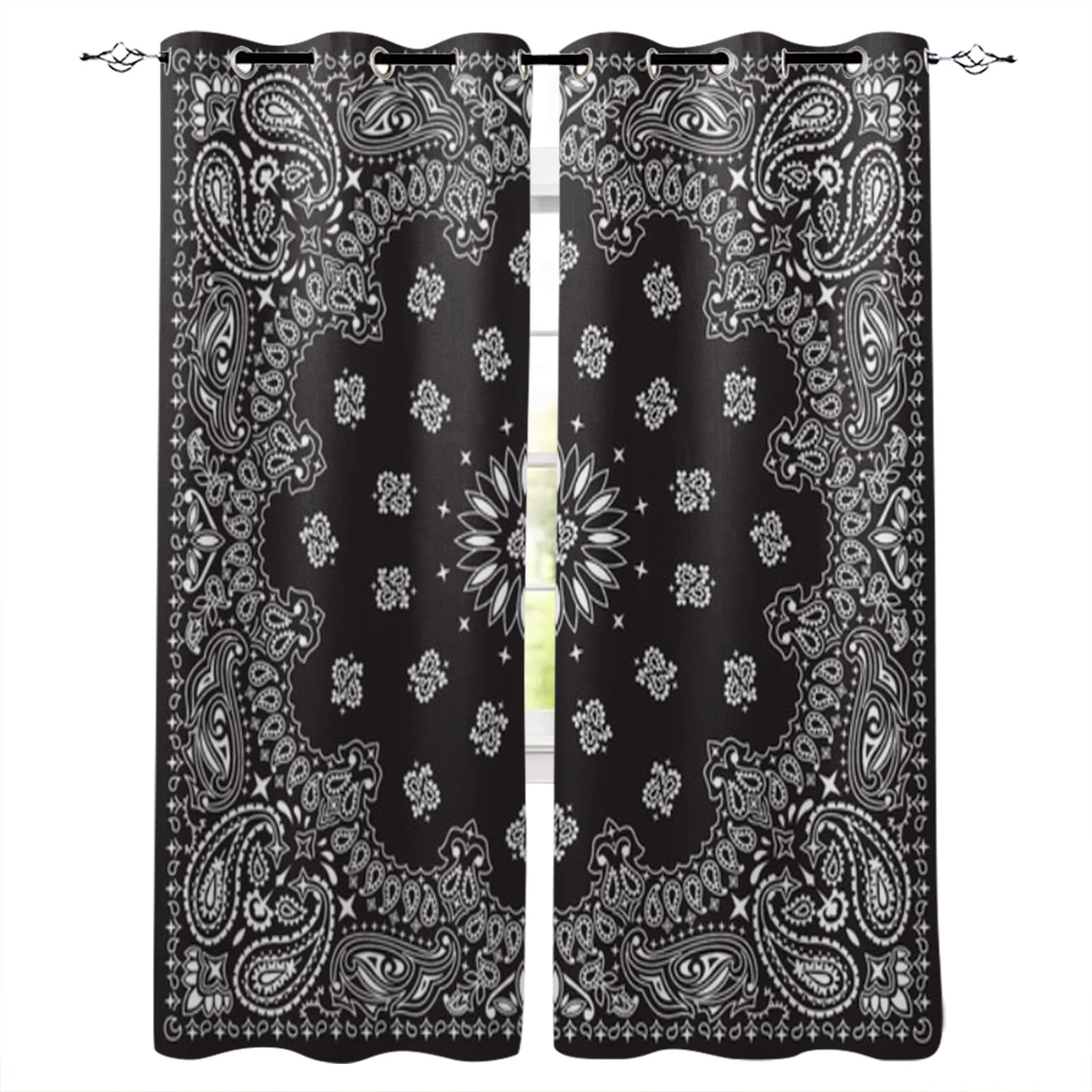 Bandana Pattern Window Curtains Living Room Outdoor Fabric Drapes ...